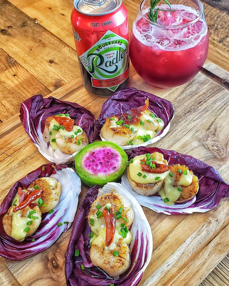 Caramelized Scallops with Radler Cocktail - Montana Max BBQ