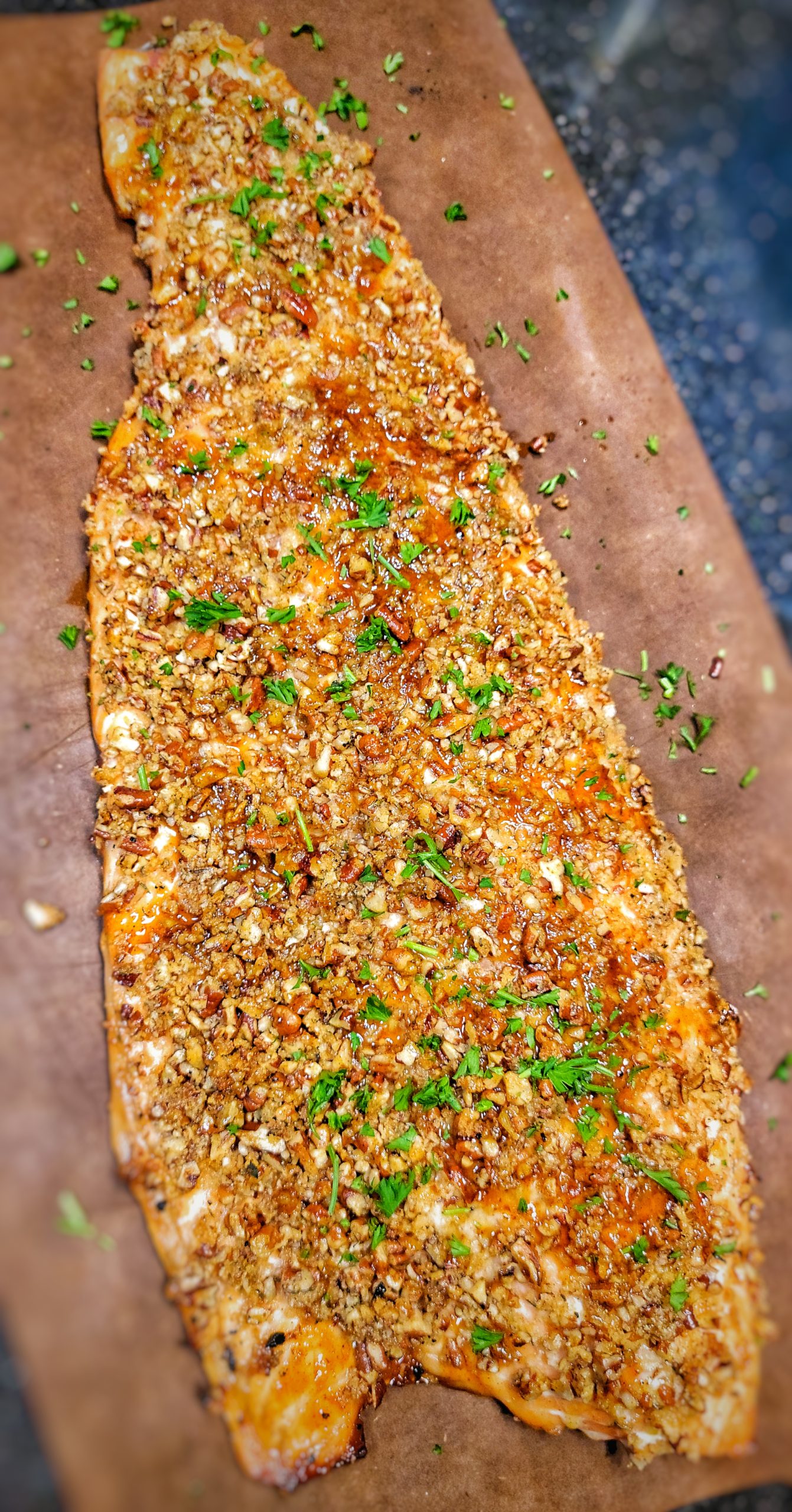 Whiskey-Maple Pecan Encrusted Salmon - Montana Max BBQ